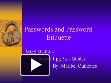 PPT – Passwords and Password Etiquette PowerPoint presentation | free ...