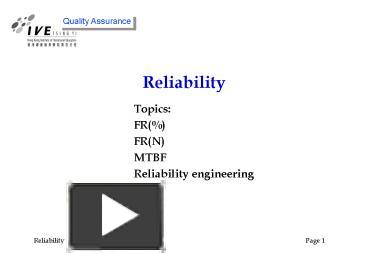 Reliability presentation | free to view