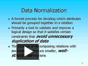 Data Normalization presentation | free to view