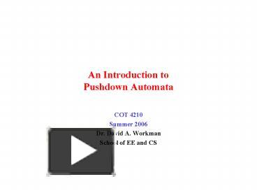 PPT – An Introduction to Pushdown Automata PowerPoint presentation ...