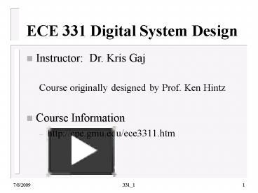 PPT – ECE 331 Digital System Design PowerPoint presentation | free to ...