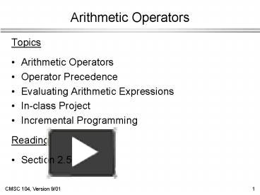 Arithmetic Operators presentation | free to view