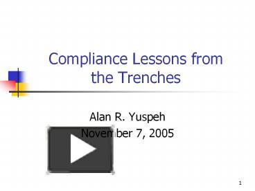 PPT – Compliance Lessons from the Trenches PowerPoint presentation ...