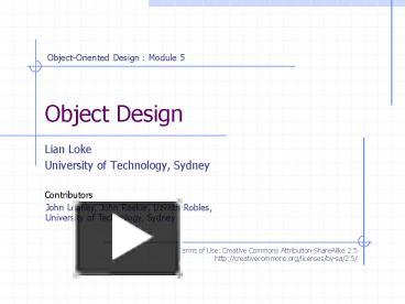 PPT – Object Design PowerPoint presentation | free to view - id: 155dcf ...