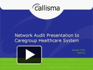 Network Audit Presentation to Caregroup Healthcare System presentation ...