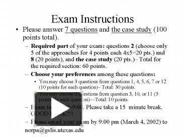 PPT – Exam Instructions PowerPoint presentation | free to view - id ...