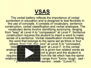 VSAS presentation | free to view