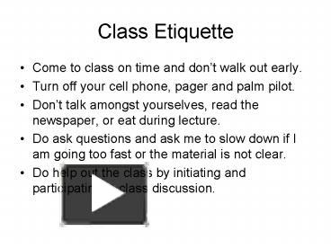 PPT – Class Etiquette PowerPoint presentation | free to view - id ...