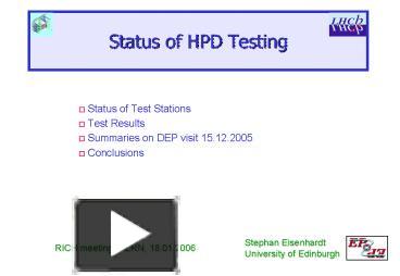 Status of HPD Testing presentation | free to view