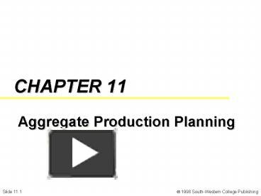 Aggregate Production Planning presentation | free to download