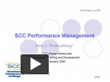 SCC Performance Management Part 2 Evaluating presentation | free to view