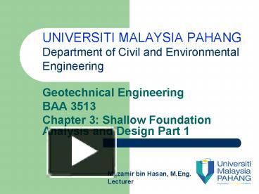 Geotechnical Engineering presentation | free to view