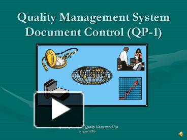 Quality Management System Document Control QP1 presentation | free to view