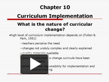 Curriculum Implementation presentation | free to view