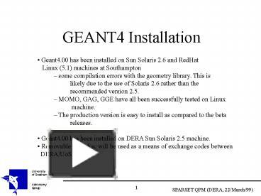 PPT – GEANT4 Installation PowerPoint presentation | free to view - id ...