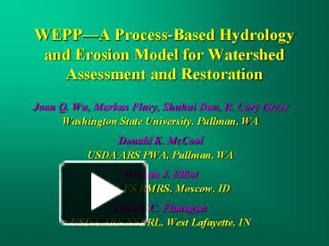 PPT – WEPP PowerPoint presentation | free to view - id: 15703e-ZDc1Z