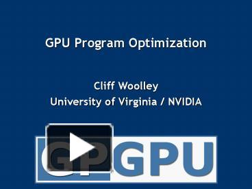 GPU Program Optimization presentation | free to view