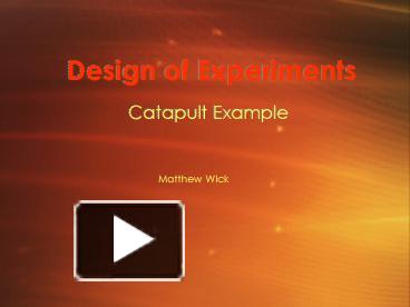 Design of Experiments presentation | free to view