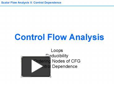 Control Flow Analysis presentation | free to view