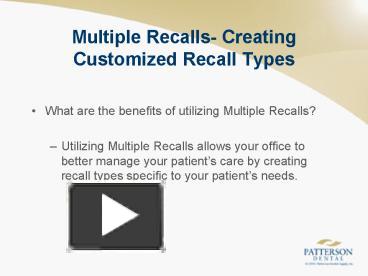 PPT – Multiple Recalls Creating Customized Recall Types PowerPoint ...