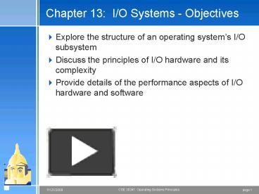 PPT – Chapter 13: IO Systems Objectives PowerPoint presentation | free ...