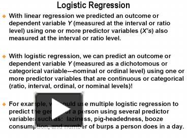 Logistic Regression presentation | free to view
