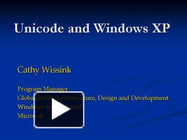 Unicode and Windows XP presentation | free to view