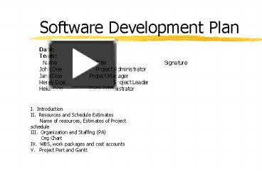 Software Development Plan presentation | free to download