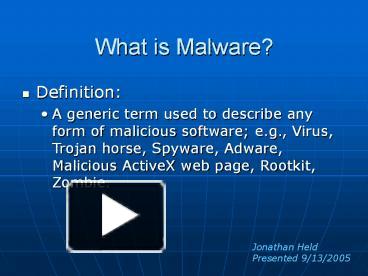 What is Malware presentation | free to download