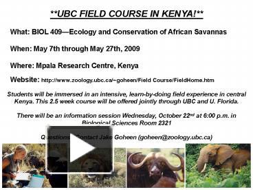 UBC FIELD COURSE IN KENYA presentation | free to download