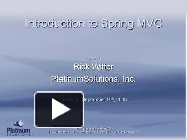 Introduction to Spring MVC presentation | free to view