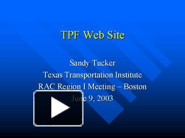 TPF Web Site presentation | free to view