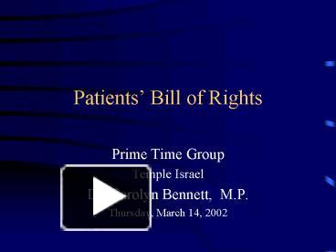 Patients Bill of Rights presentation | free to view