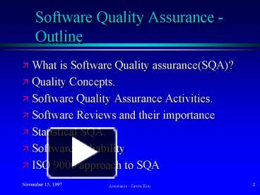 PPT – Software Quality Assurance Outline PowerPoint presentation | free ...