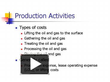 Production Activities presentation | free to view