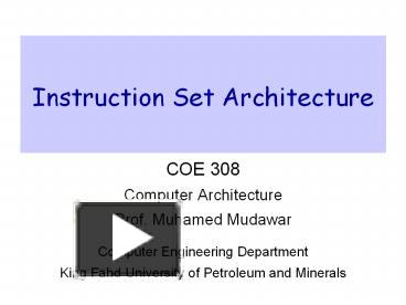 Instruction Set Architecture presentation | free to download
