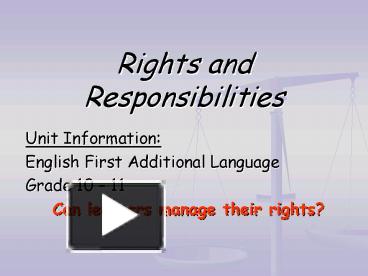 Rights and Responsibilities presentation | free to view