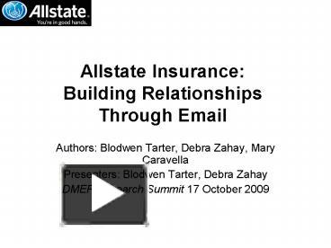PPT – Allstate Insurance: Building Relationships Through Email ...