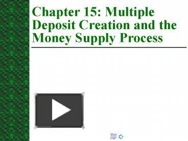 Chapter 15: Multiple Deposit Creation and the Money Supply Process ...