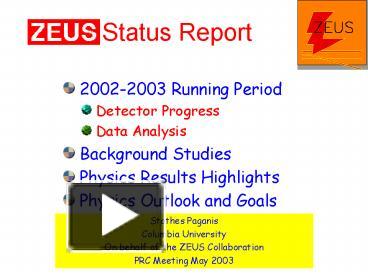 PPT – ZEUS Status Report PowerPoint presentation | free to download ...