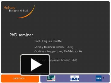 PhD seminar presentation | free to view