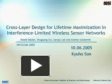 PPT – CrossLayer Design for Lifetime Maximization in ...