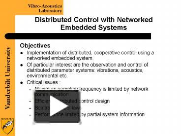 PPT – Distributed Control with Networked Embedded Systems PowerPoint ...