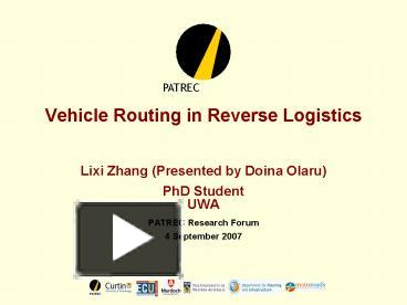 PPT – Vehicle Routing in Reverse Logistics PowerPoint presentation ...