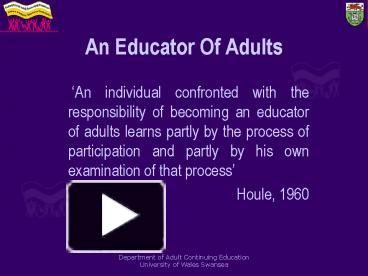 PPT – Department of Adult Continuing Education PowerPoint presentation ...