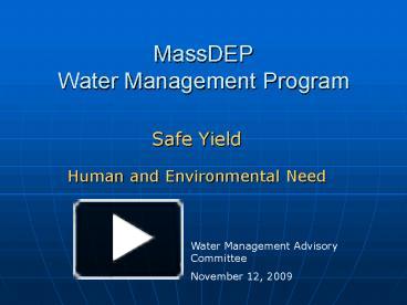 MassDEP Water Management Program presentation | free to view