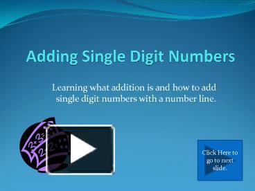 Adding Single Digit Numbers presentation | free to view
