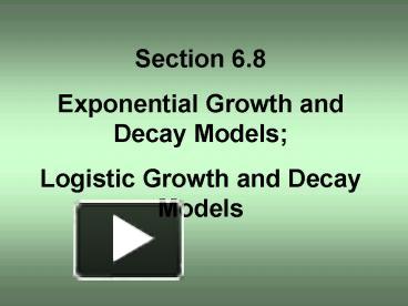 PPT – Exponential Growth and Decay Models PowerPoint presentation ...