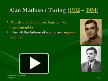 Alan Mathison Turing 1912 1954 presentation | free to view