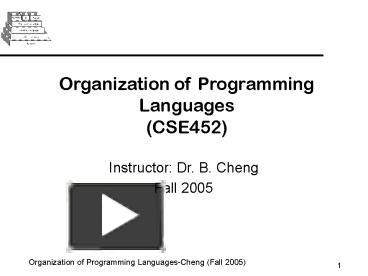 PPT – Organization of Programming Languages (CSE452) PowerPoint ...